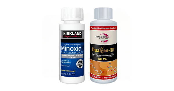 Minoxidil Dualgen 15% fara PG + Minoxidil Kirkland 5%, 2 luni aplicare ...